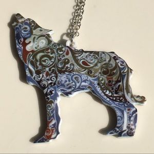 Jewelry | Howling Wolf On A Chain Colorful Paisley | Poshmark